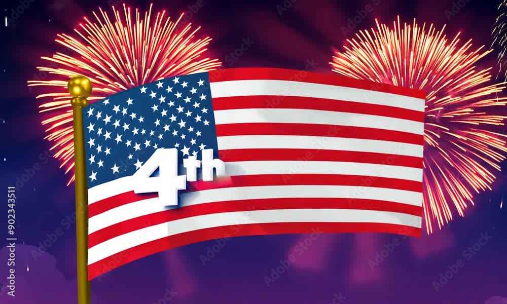 Animated 4th of july usa independence day banner. American colorful ...