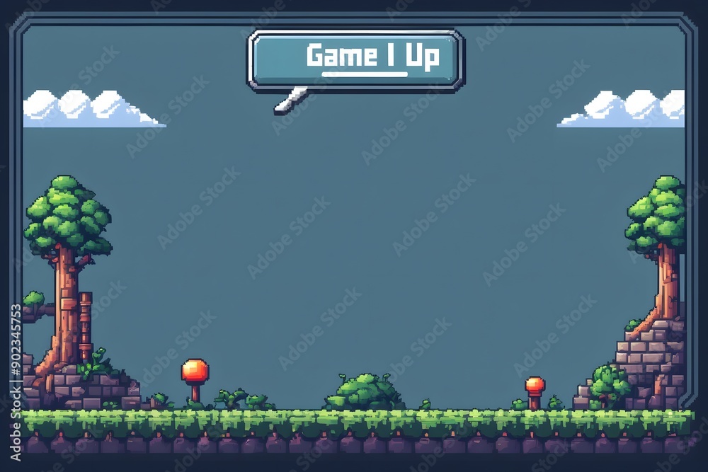 Pixel art game background. Game design concept in retro style. Game ...