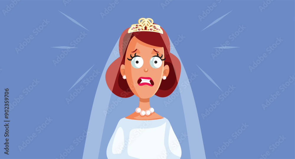 Stressed out Bride Feeling Nervous Vector Cartoon. Overwhelmed newlywed ...