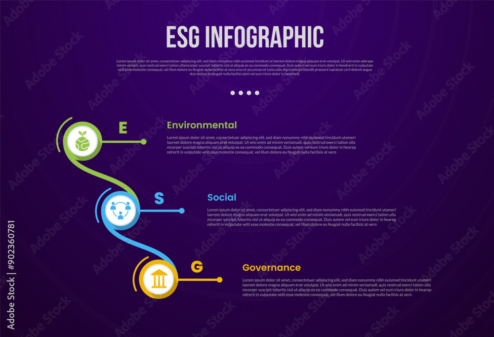 ESG infographic template with creative circle connection and linked ...