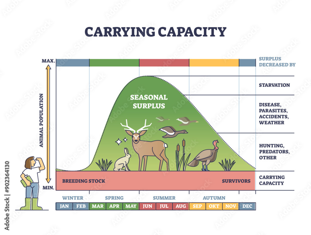 Vetor do Stock: Carrying capacity as maximal reproduction level with ...