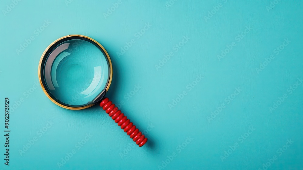 Foto de Artistic sign depicting curiosity with a magnifying glass ...