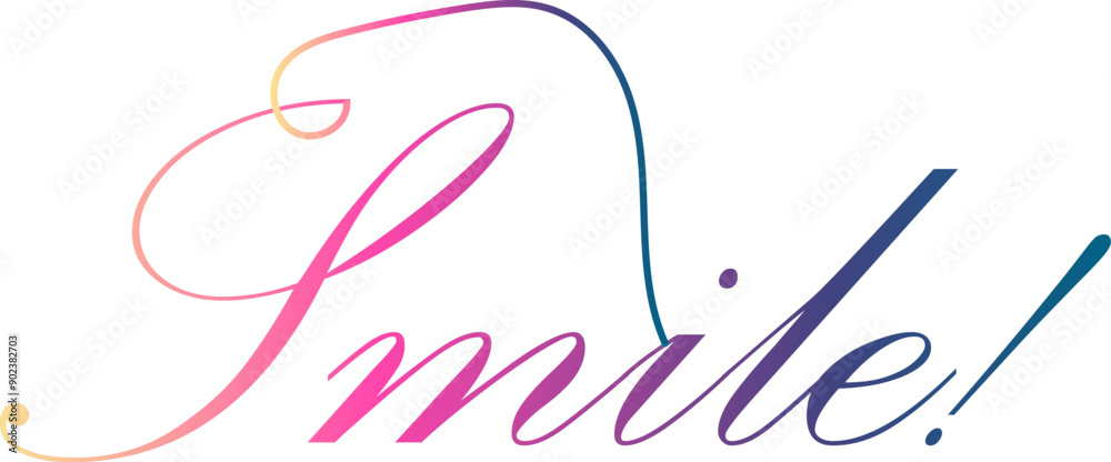 gradient text smile word - continuous one line with word. Minimalistic ...