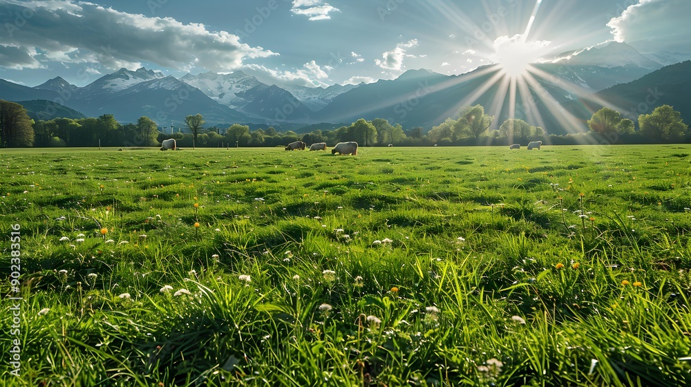 Pasture well-groomed after mowing where grass and flow picture Stock ...