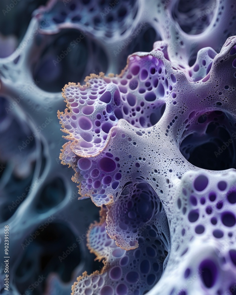 Macro shot of purple coral texture, vibrant patterns and natural beauty ...