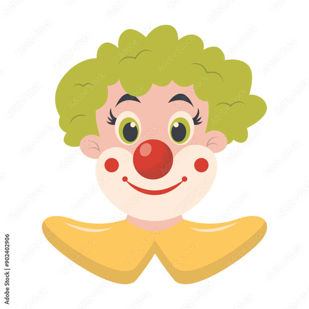 Cartoon Clown Mask Illustration on White Background. Vector Clipart in ...