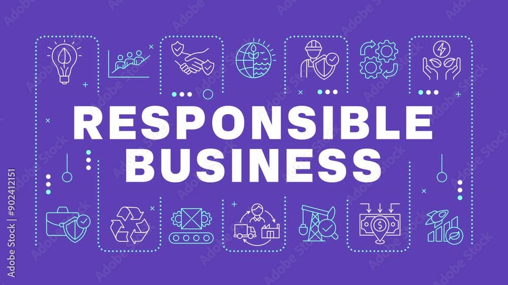 Responsible business word banner animation. Environmental protection ...