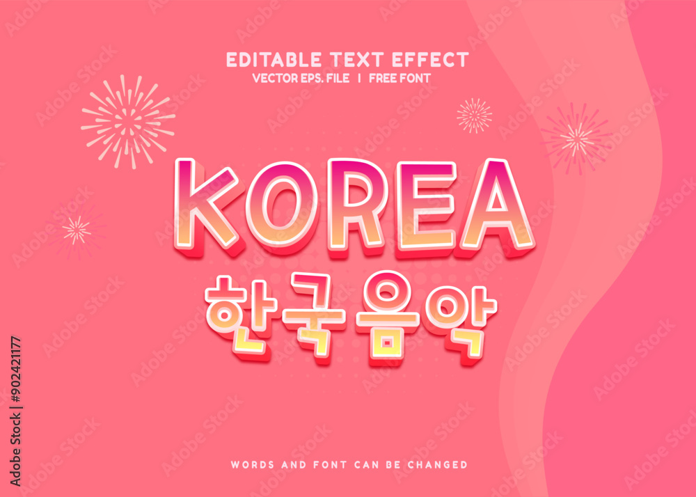Editable text effect Korean Movie - Drama 3d cartoon template style ...