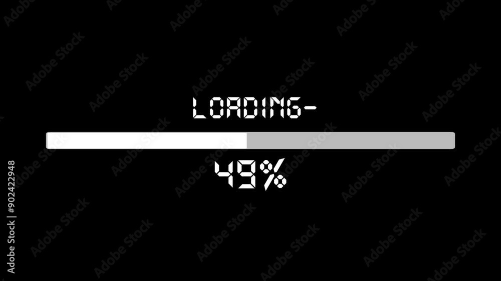 Loading progress bar animation on black background. loading icon ...