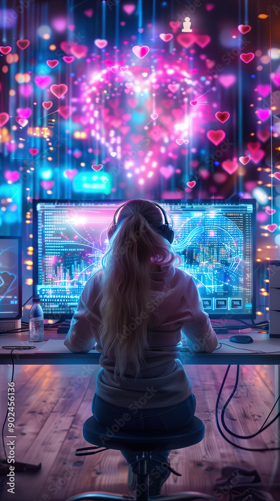 Virtual Heartbreak: Digital Love Chat Scene Featuring Hologram Scammer ...