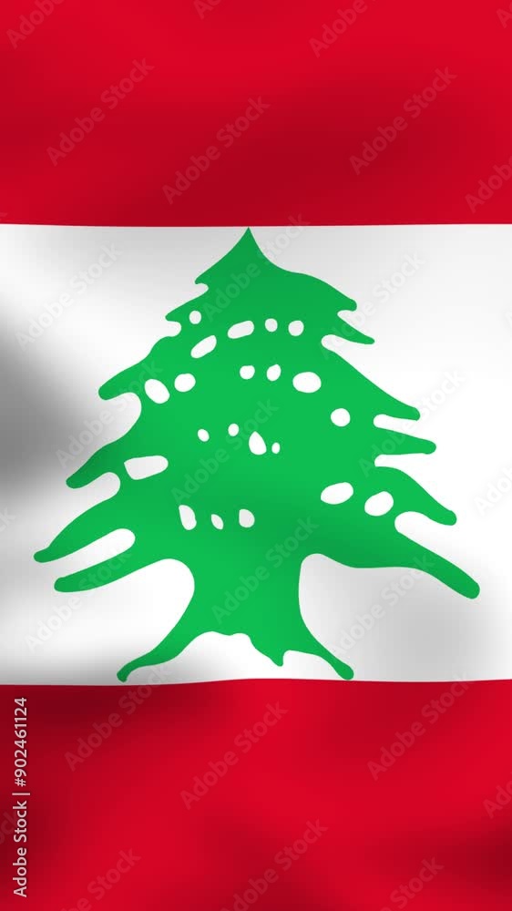 Vertical, portrait video waving national flag of Lebanon. Smooth ...