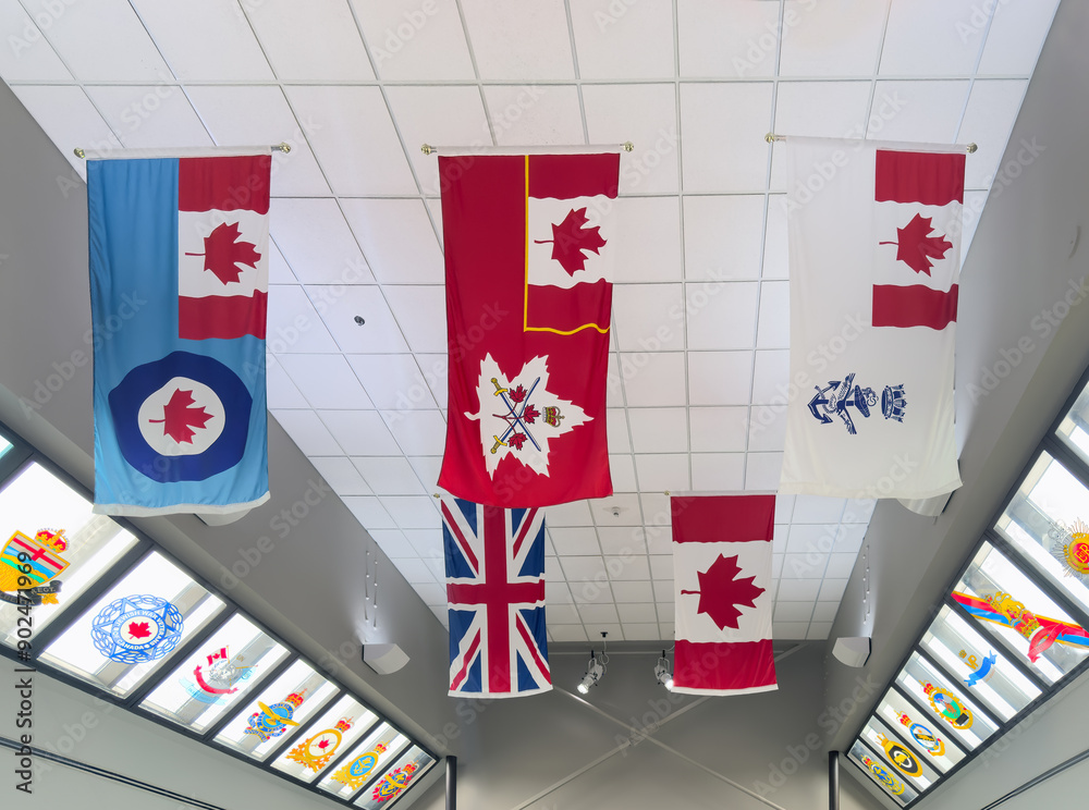 Calgary, Alberta, Canada. Jul 26, 2024. A display of various flags ...