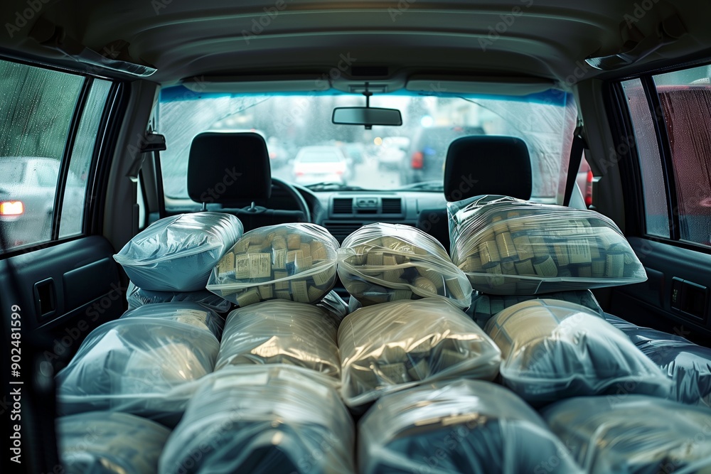 Border guards searches investigation the car whose driver tried loaded ...