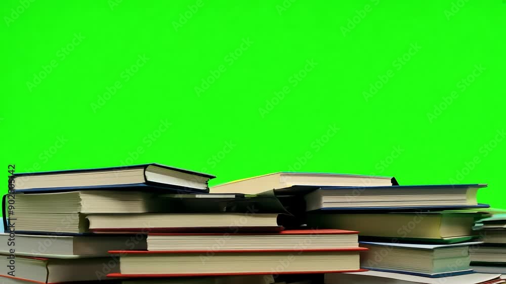 Stack of Books with green screen background with Ai generated. Stock ...