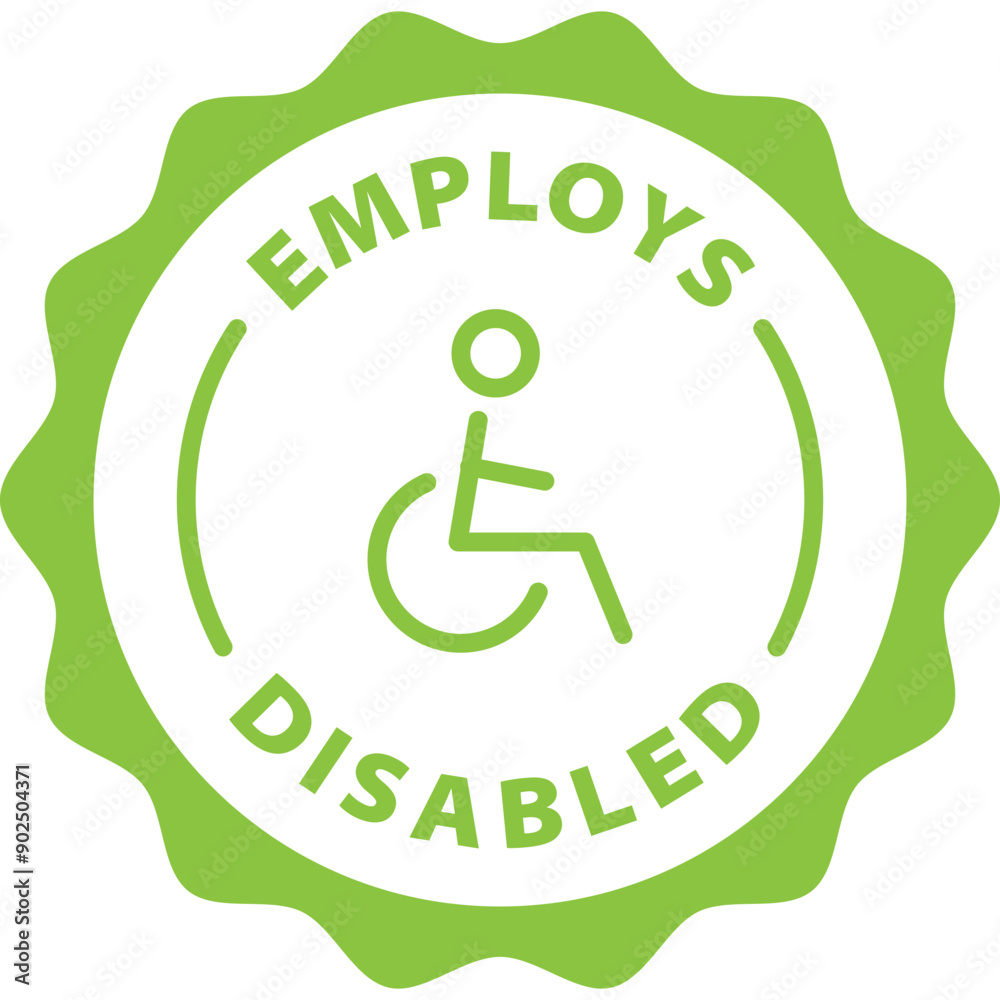 green employs disabled outline icon round rounded circle badge stamp ...