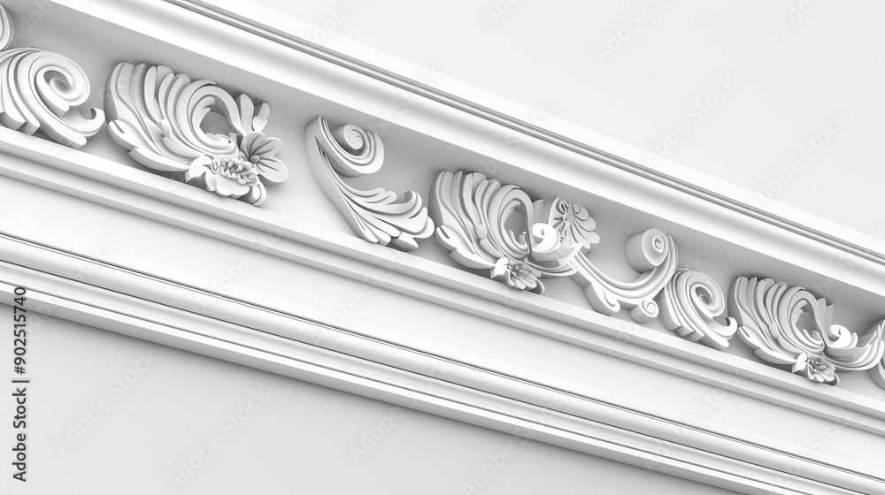 cornice profile with white background for suspended ceiling Stock ...