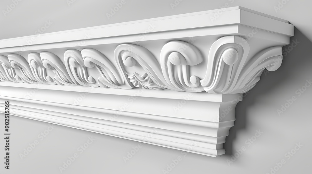 cornice profile with white background for suspended ceiling Stock ...