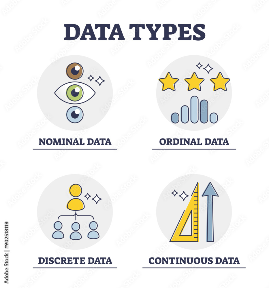 Data types and scientific info classification and division groups ...