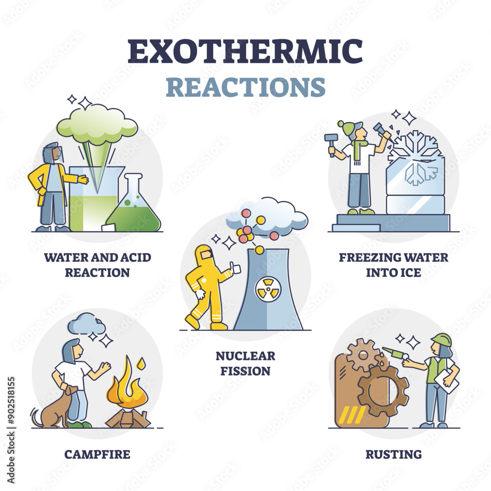 Exothermic reactions with negative enthalpy change examples in outline ...