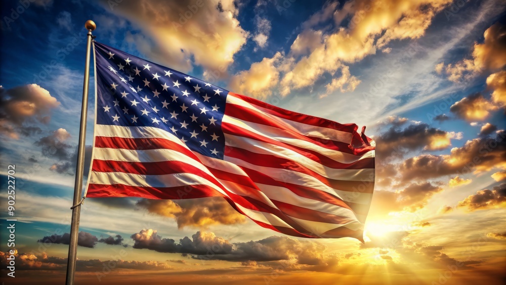 american flag, US American flag, american flag on sky memorial day ...