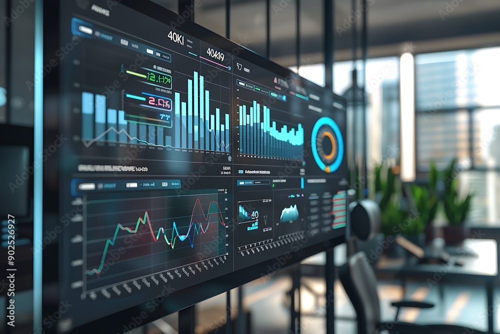 A detailed view of a digital financial dashboard displaying yearly ...