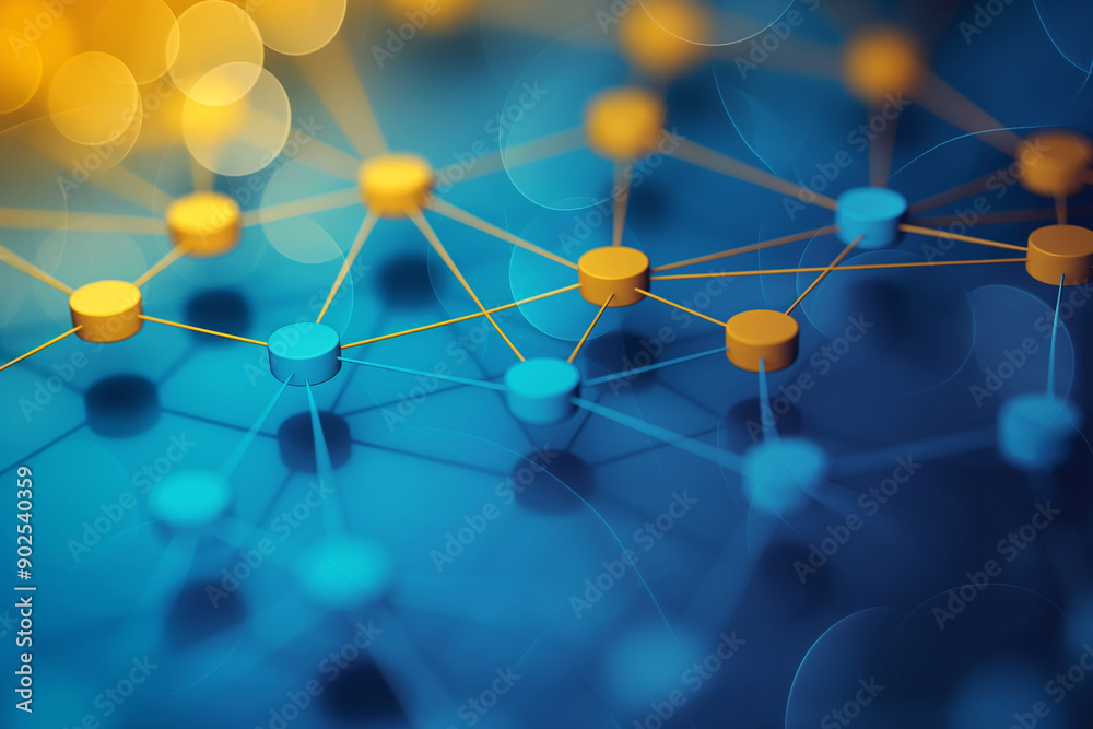 Connected points that represent network connections or data transfer in ...