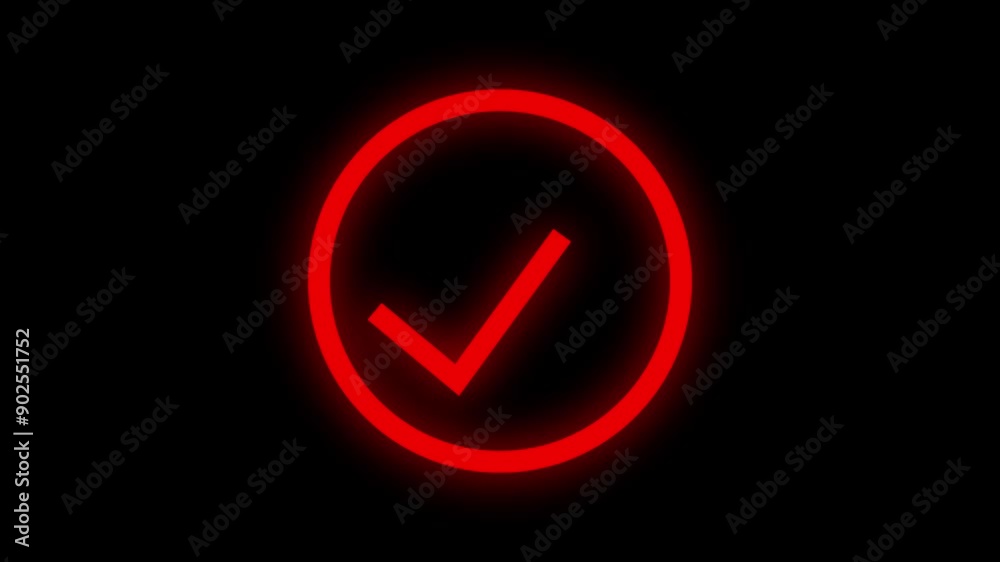 red and red tick mark icon animation.black background tick mark icon ...