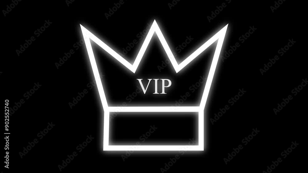 Neon light. Neon lettering VIP, crown. Flashing neon light.black ...