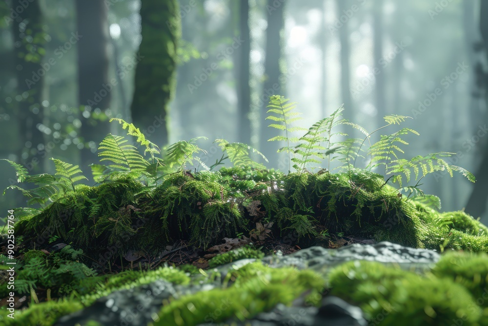 Lush Forest Scene with Biodegradable Packaging A Symbol of Sustainable ...