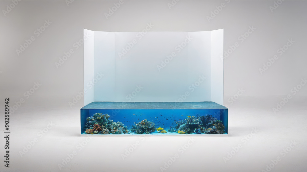 plastic polluted ocean plastic product display podium, horizontal ...