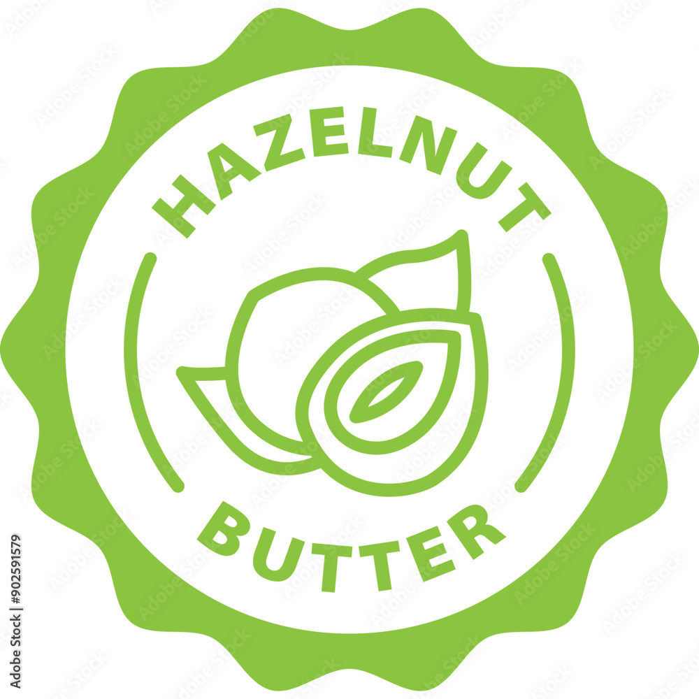 green hazelnut butter outline icon round rounded circle badge stamp label isolated on ...