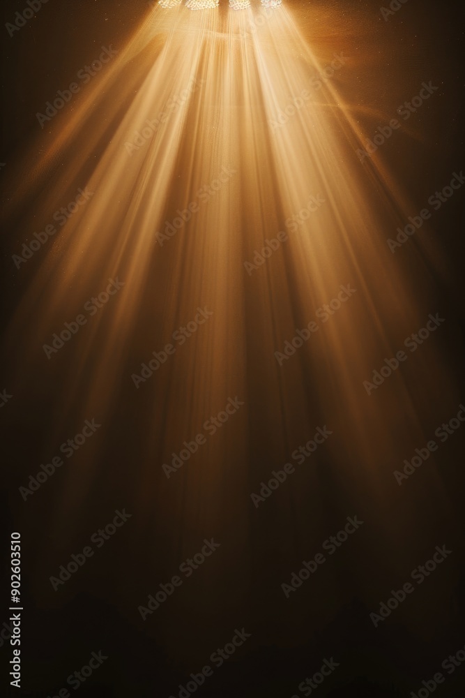 A light shining on a dark background. The light is coming from the top ...