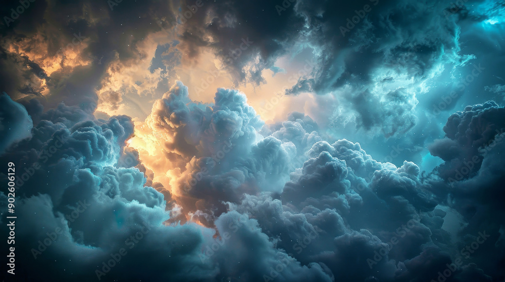 Majestic dark sky with billowing clouds creating a dramatic and ethereal scene Stock Photo ...