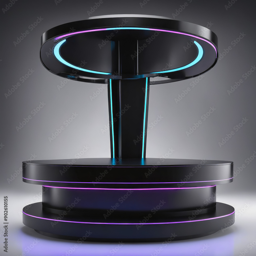 black futuristic carbon podium, horizontal product stand with product ...