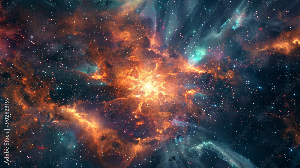 Space and time travel concept background with intergalactic exploration ...