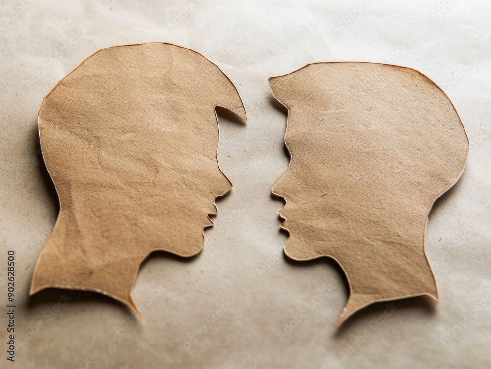 Two paper cutouts of faces with one of them missing. The idea behind ...