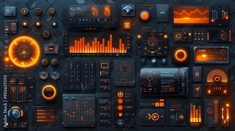 vector, illustration, User interface elements set for Smart home mobile app or web. Kit template ...