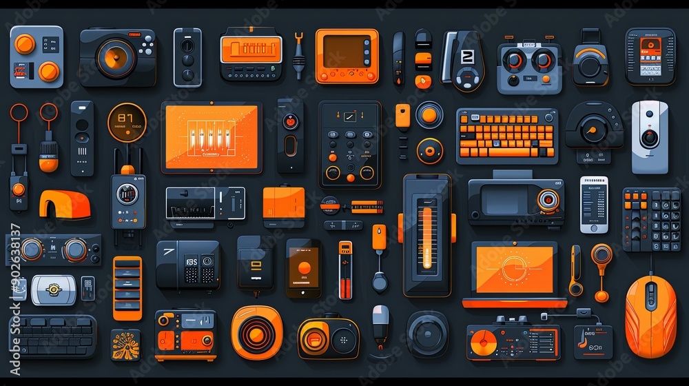 vector, illustration, User interface elements set for Smart home mobile app or web. Kit template ...