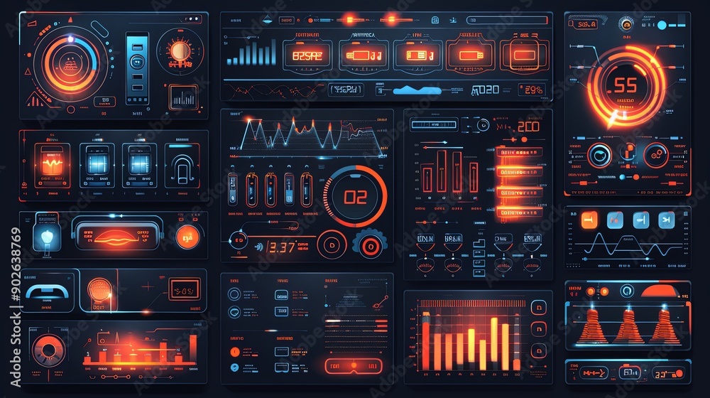 vector, illustration, User interface elements set for Smart home mobile app or web. Kit template ...