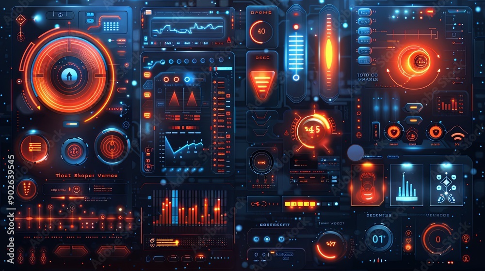 vector, illustration, User interface elements set for Smart home mobile app or web. Kit template ...