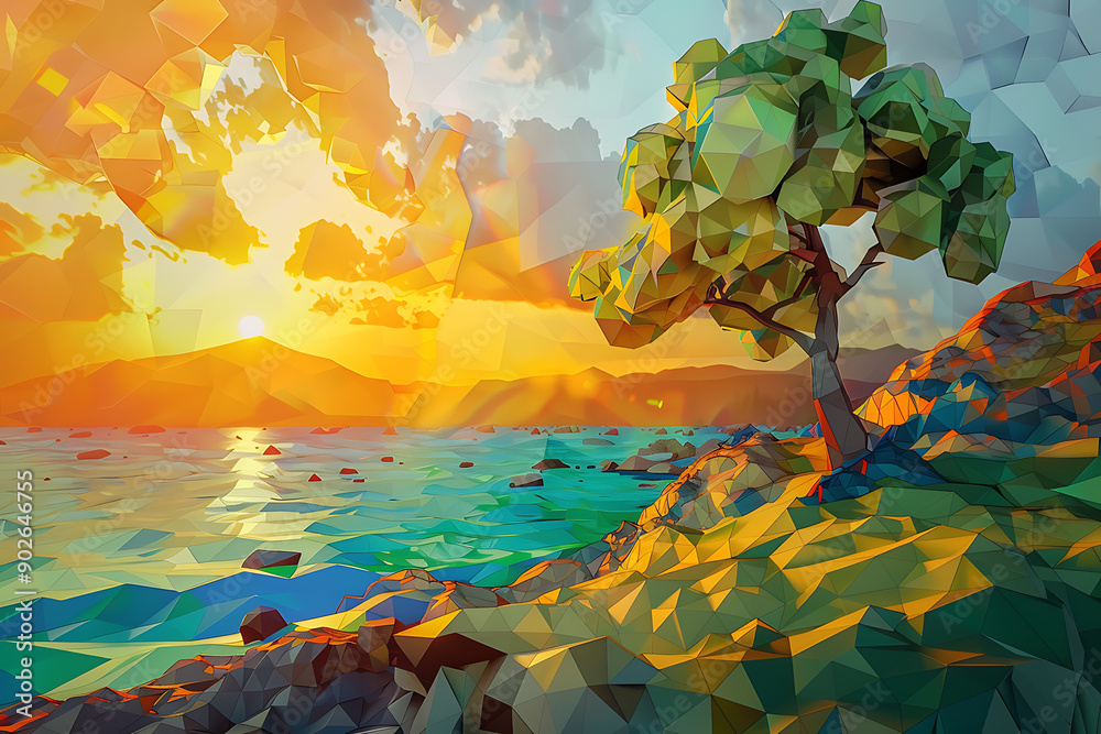 A background in low poly style, featuring an array of geometric shapes ...