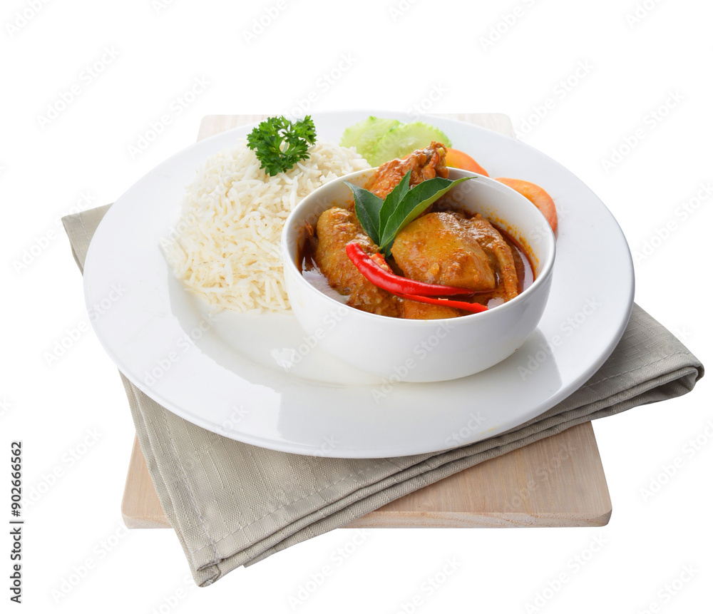 signature Malay nonya spicy chilli curry leaf chicken and potato with ...