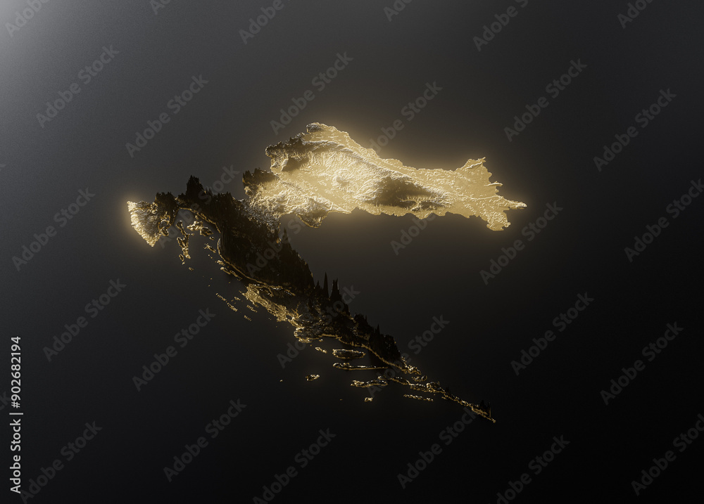 Croatia Map Golden Metallic Texture Map Gold Reserves And Gold Mining ...