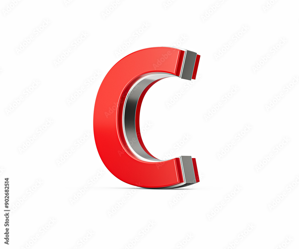 Vibrant Red Capital Letter C Gleams With Its Sleek Design Bold Font ...