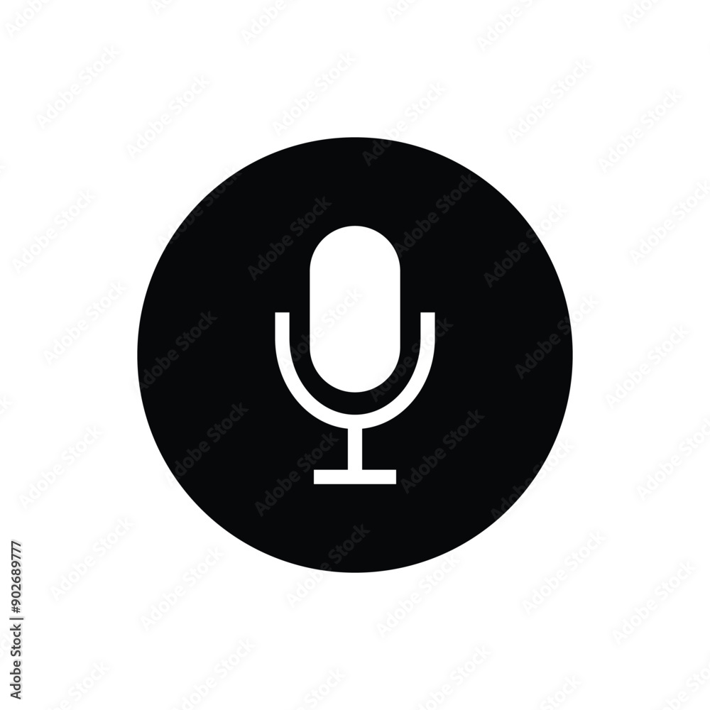 Record Microphone icon. Audio voice recording on symbol. Flat podcast ...