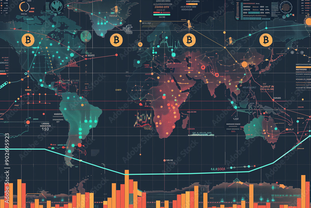 Infographics showing the global adoption of cryptocurrencies by region ...
