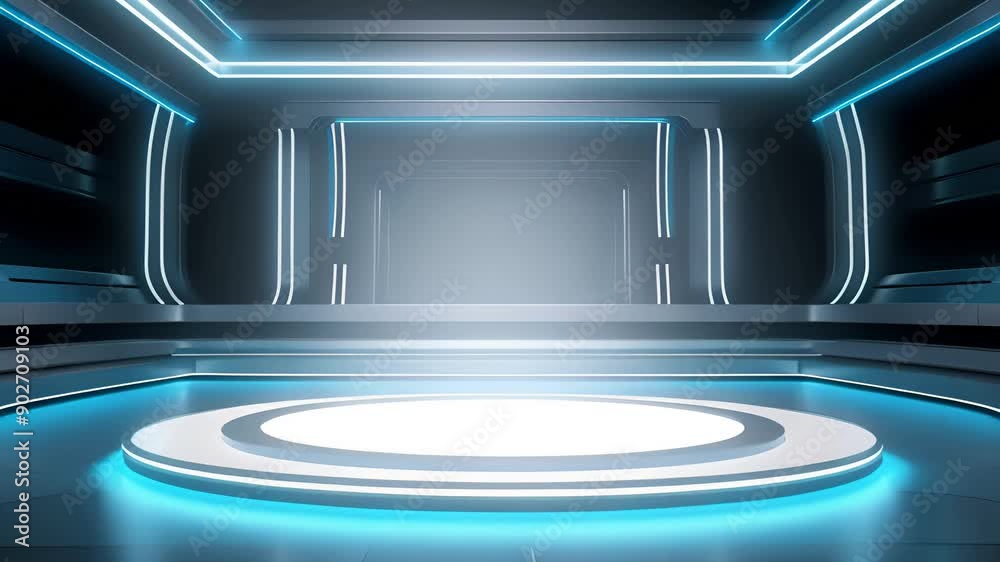 podium Futuristic showcase with platform for product displaying. Empty ...