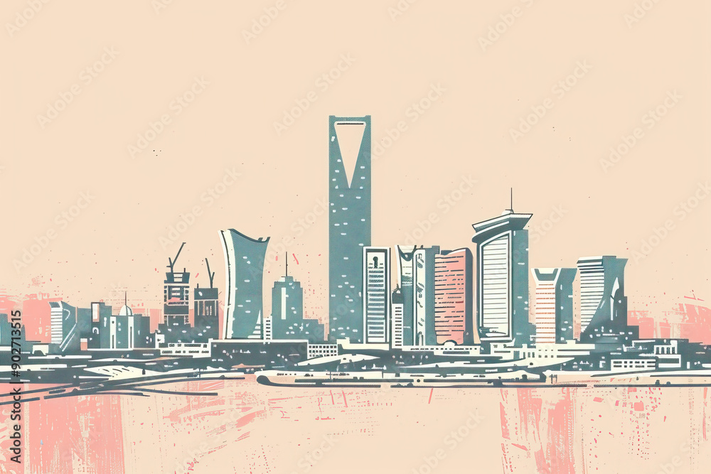 Risograph vibrant riso print travel poster, card, wallpaper or banner ...