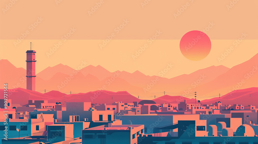 Risograph artsy riso print travel poster, card, wallpaper or banner ...