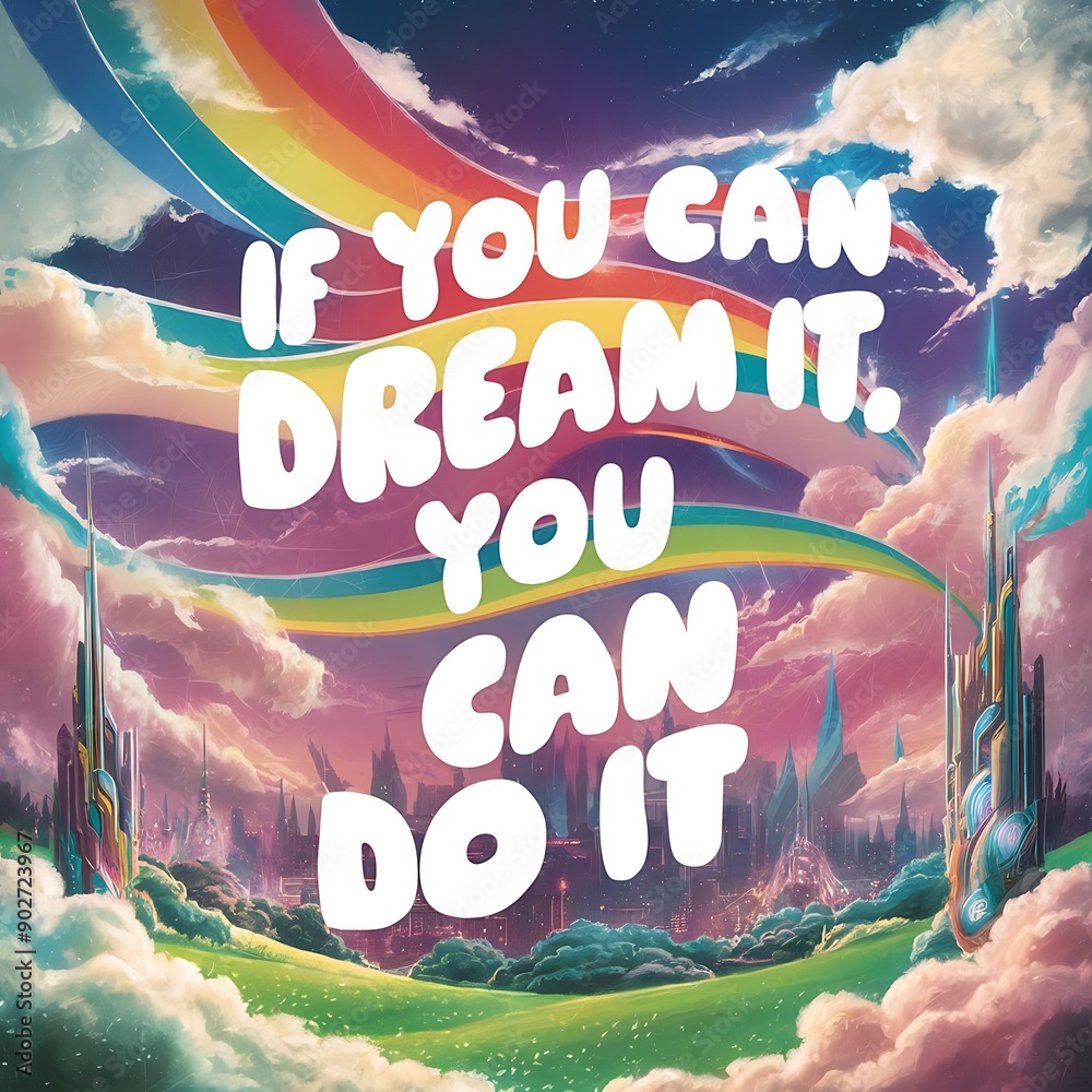 If you can Dream it You can Do it colorful background and text (T-shirt ...